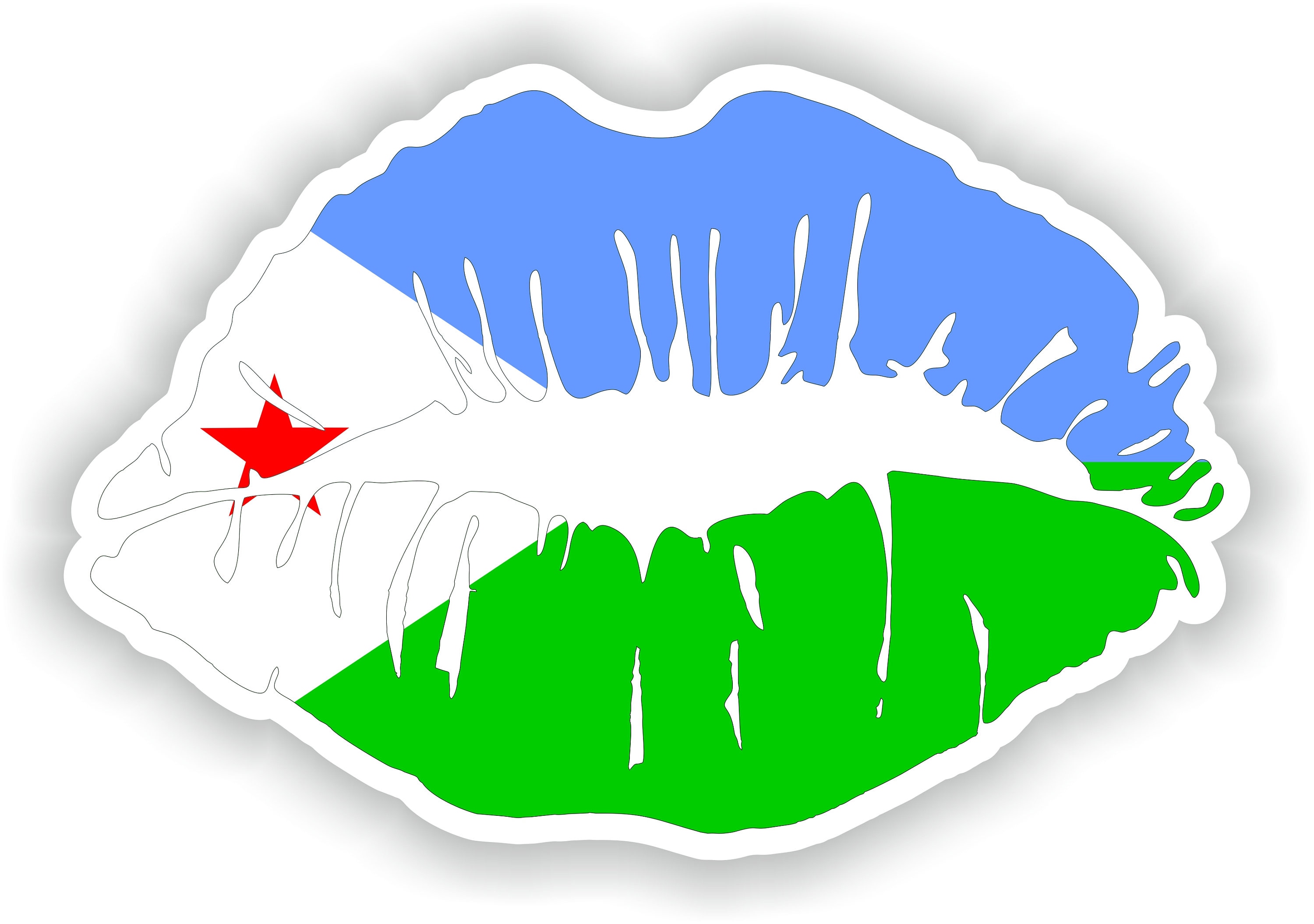 Lips Djibouti Sticker Flag For Laptop Book Fridge Guitar Motorcycle