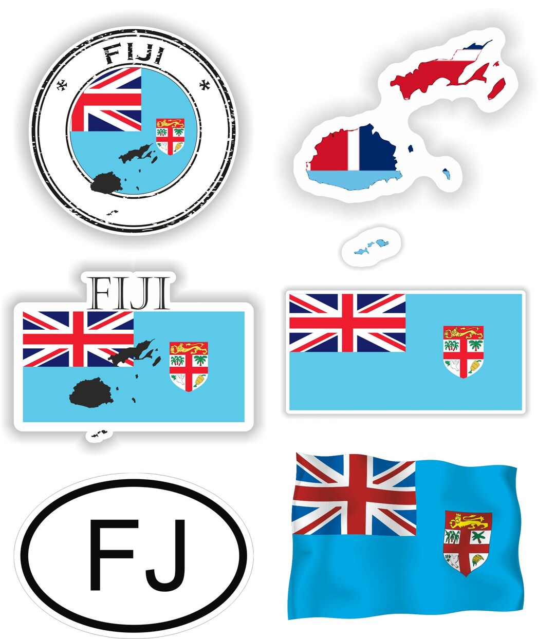 Fiji Set of Stickers for Laptop Book Water Bottle Fridge Guitar ...