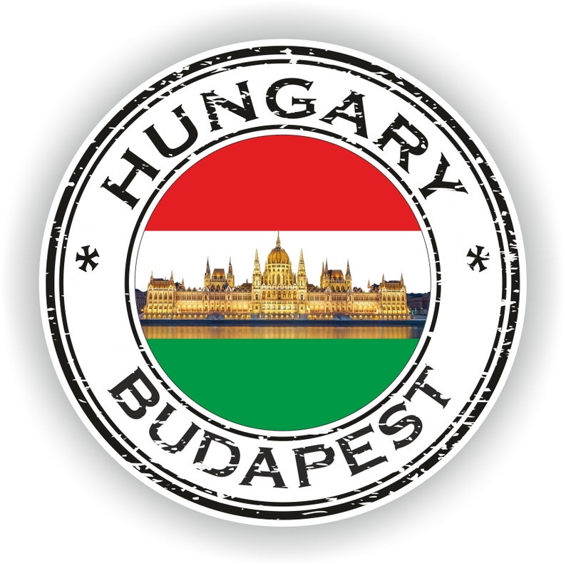 Budapest Hungary Seal Sticker Round Flag for Laptop Book Fridge Guitar ...