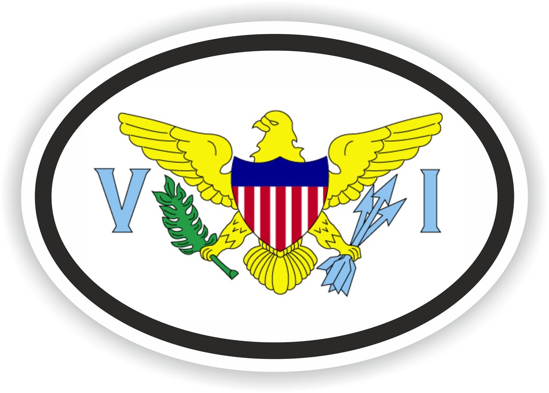 US Virgin Islands Country Code Oval Sticker With Flag for Bumper Laptop ...