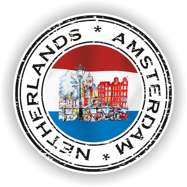 Netherlands Amsterdam #01 Seal Sticker Round Flag for Laptop Book ...