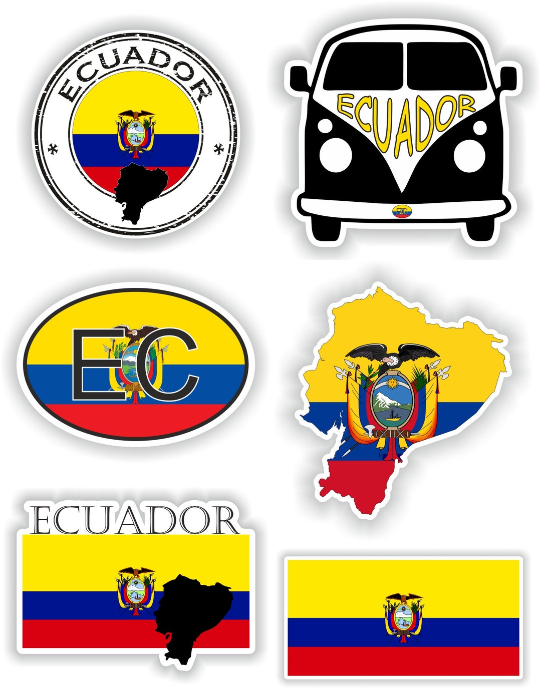 Ecuador Set of Stickers for Laptop Book Water Bottle Fridge Guitar ...