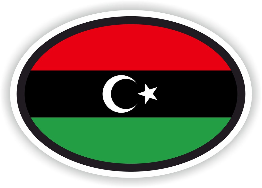 Libya Oval Sticker With Flag for Bumper Laptop Book Fridge Motorcycle ...