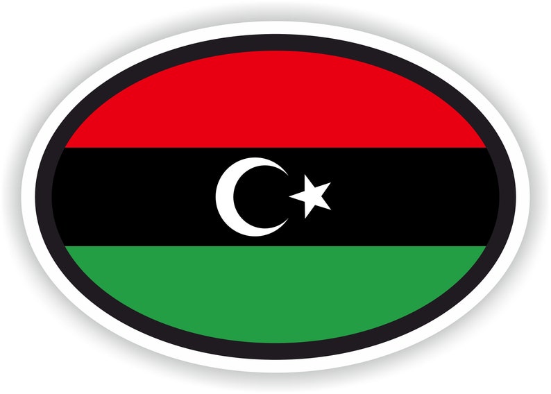 Libya Oval Sticker With Flag for Bumper Laptop Book Fridge Motorcycle ...