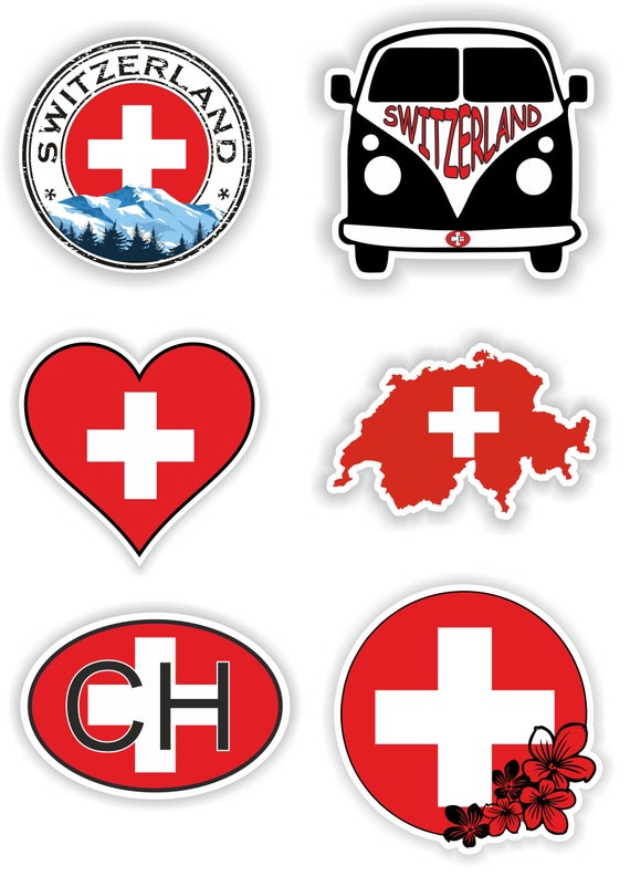 Switzerland Set of Stickers for Laptop Book Water Bottle | Etsy