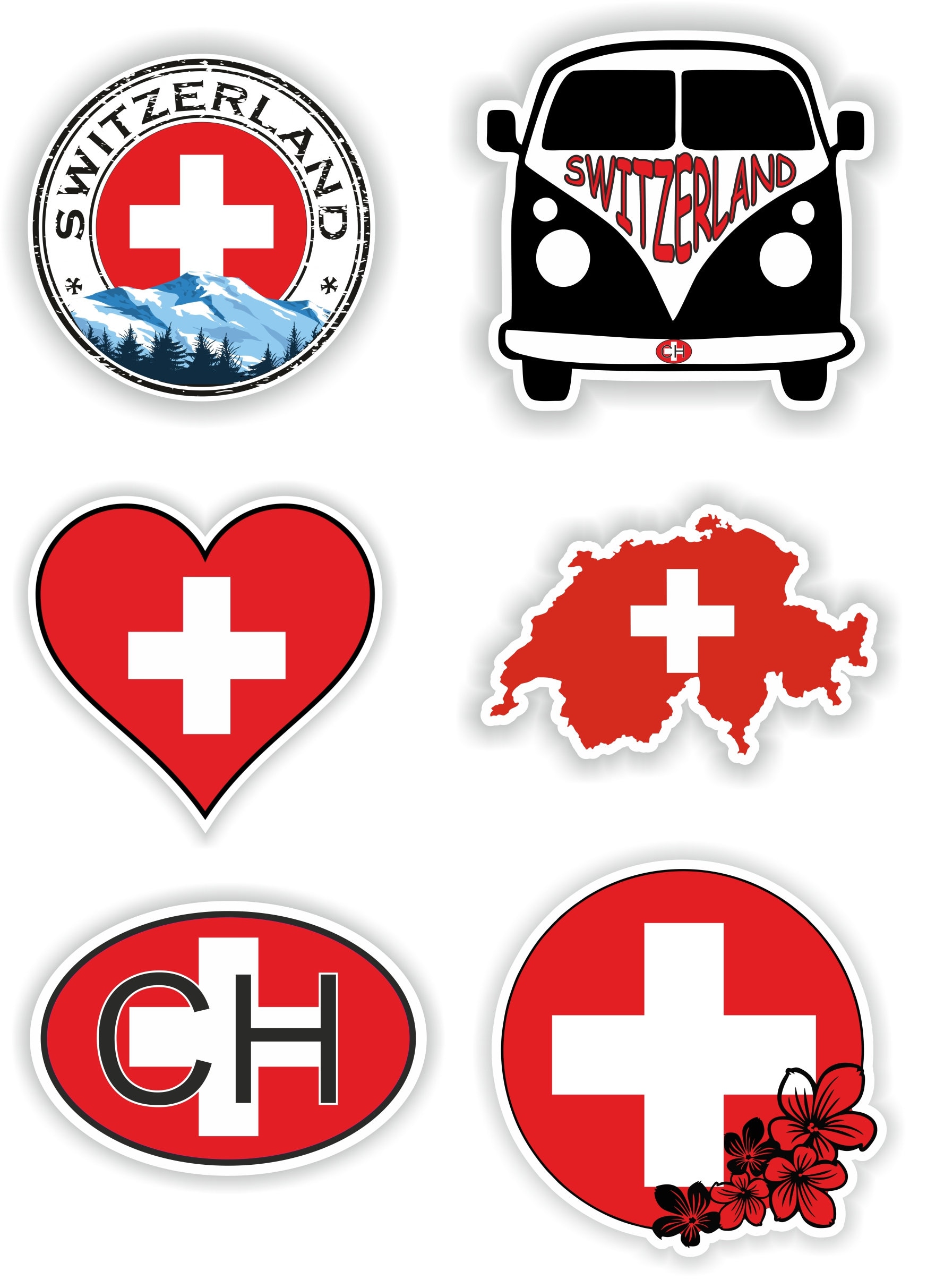 Switzerland Set Of Stickers For Laptop Book Water Bottle Fridge Guitar