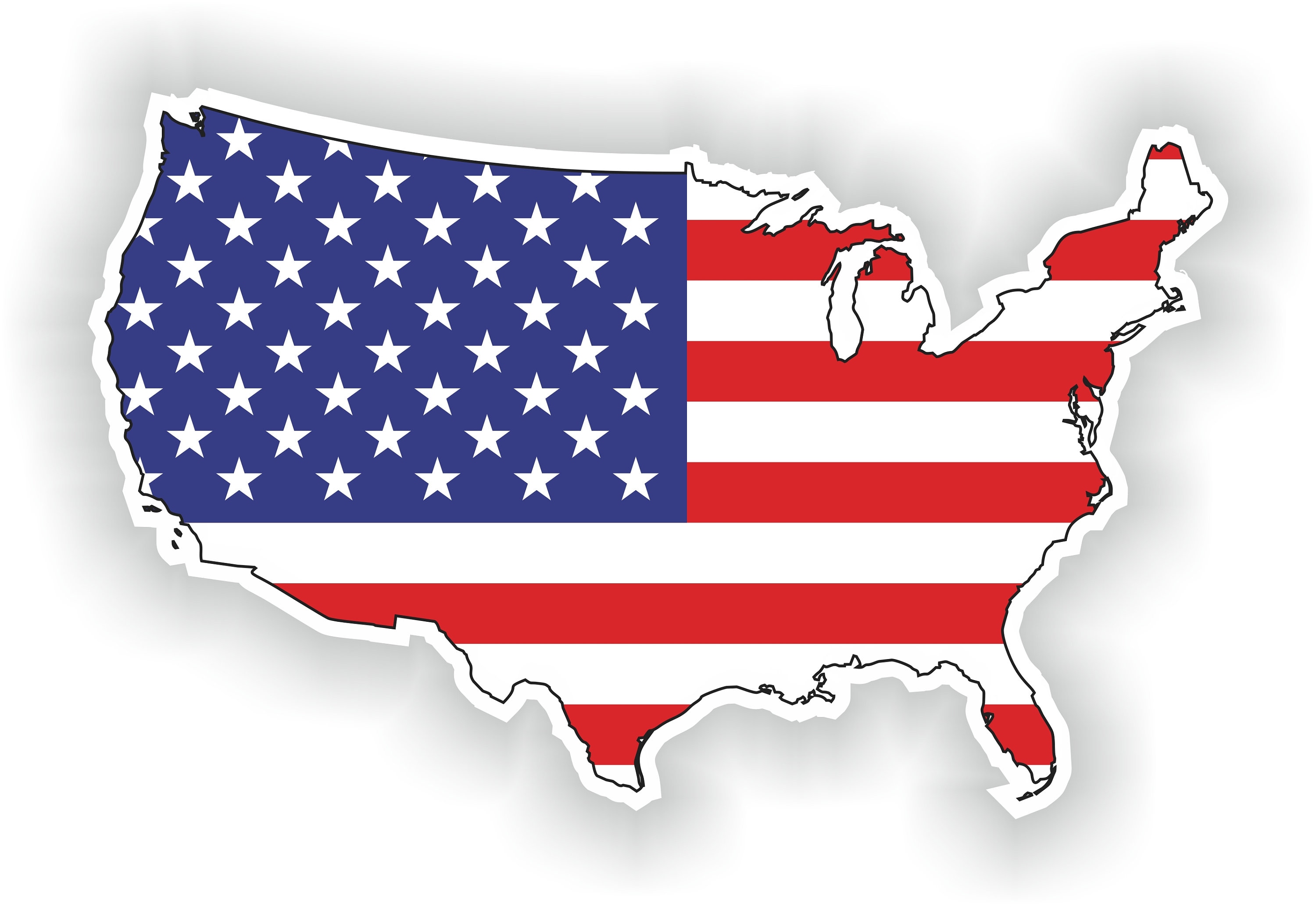 Usa Map Flag Silhouette Sticker For Laptop Book Fridge Guitar Etsy