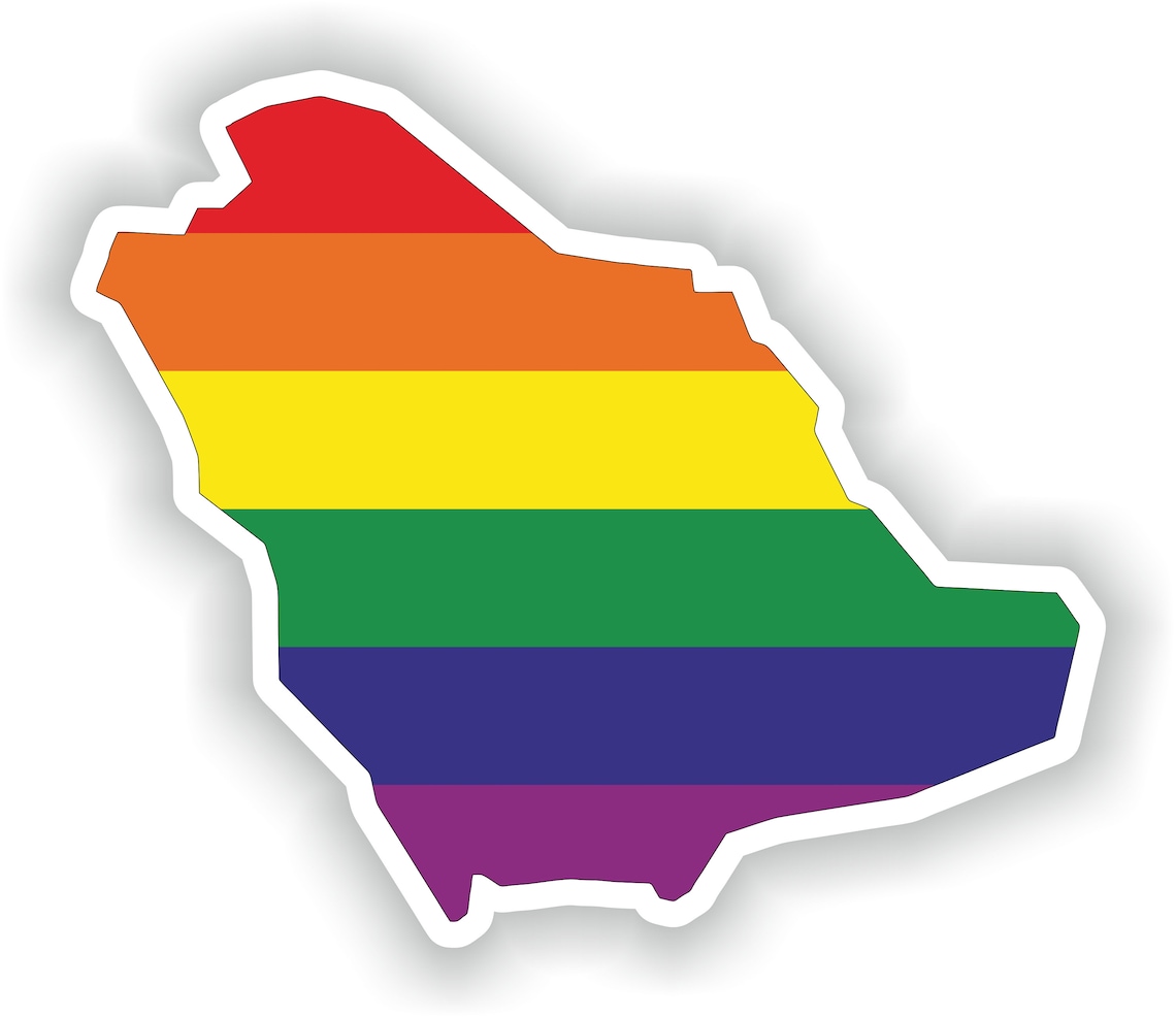 Saudi Arabia Gay Rainbow Map Flag Sticker for Laptop Book Fridge Guitar ...