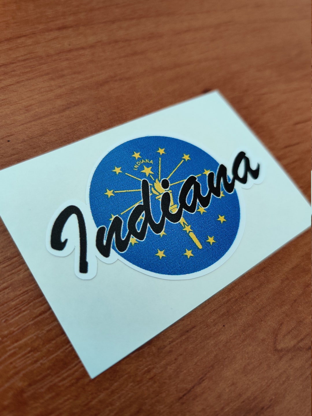 Indiana USA Round Flag Sticker for Laptop Book Fridge Guitar Motorcycle ...
