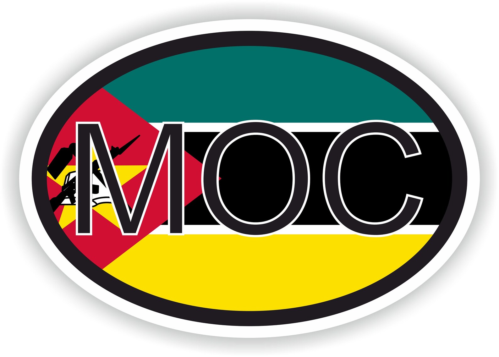 MOZAMBIQUE Country Code Oval Sticker With Flag for Bumper Laptop Book ...