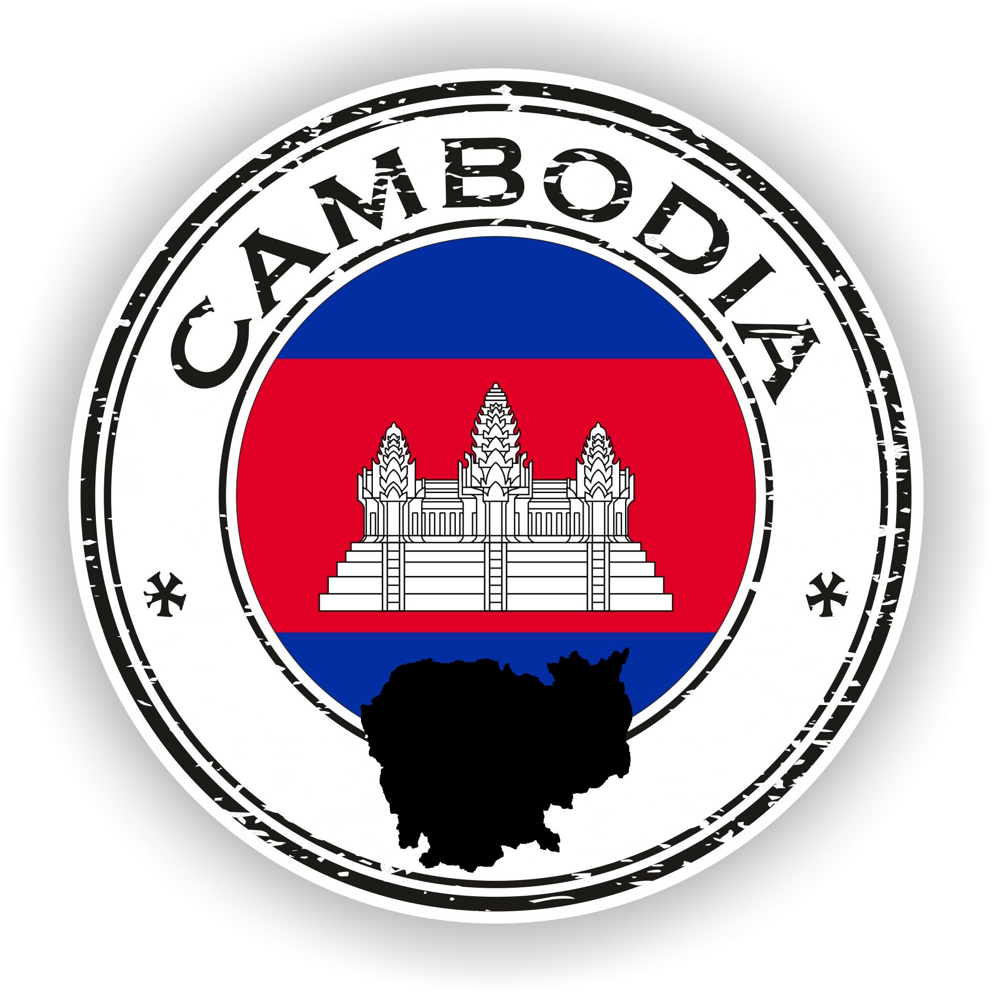 Cambodia Seal Sticker Round Flag for Laptop Book Fridge Guitar ...
