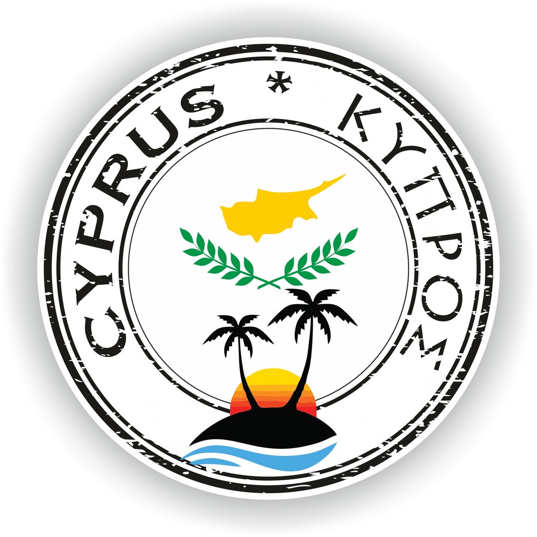 Cyprus Κυπρος Seal Sticker Round Flag for Laptop Book Fridge Guitar ...