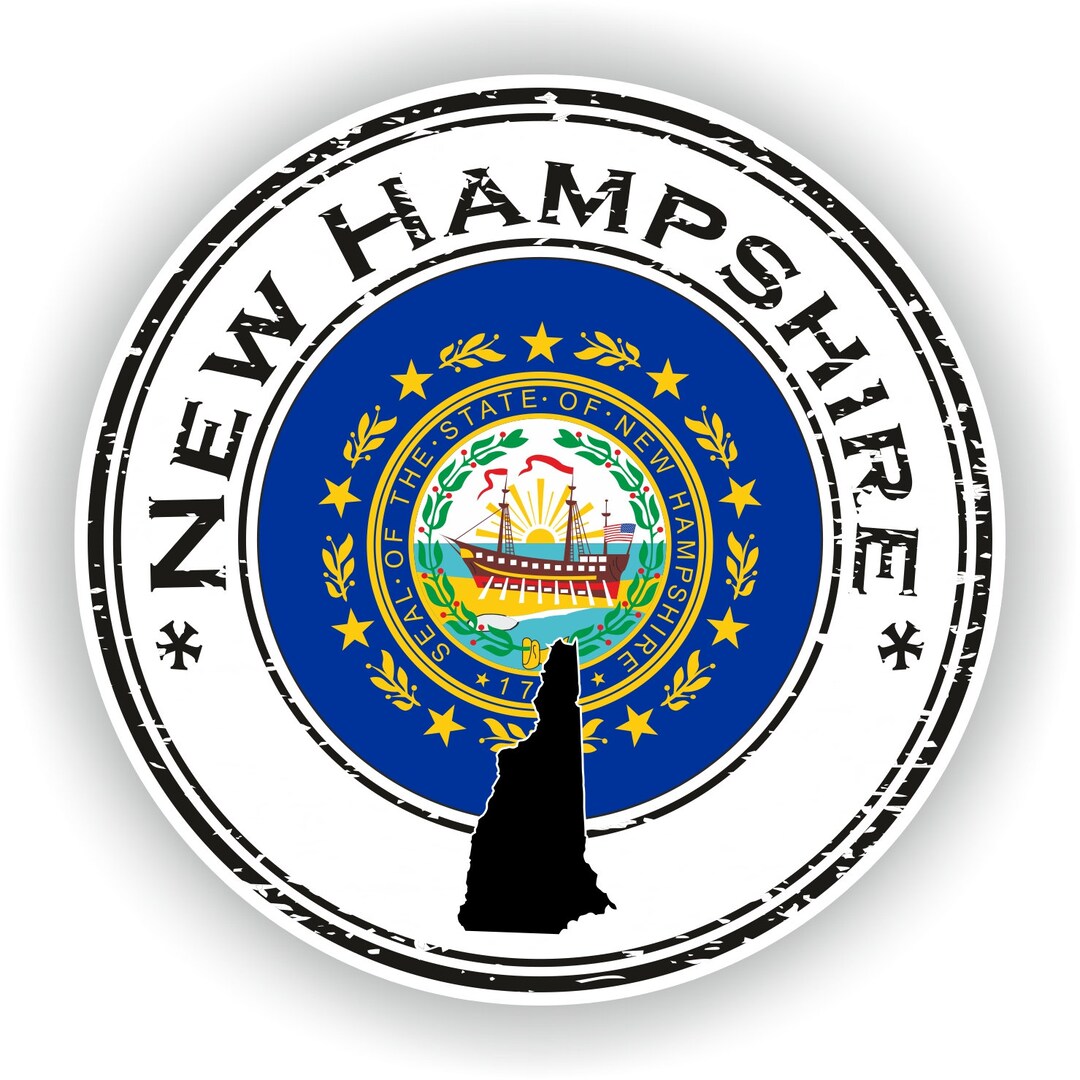 New Hampshire Seal Sticker Round Flag for Laptop Book Fridge Guitar ...