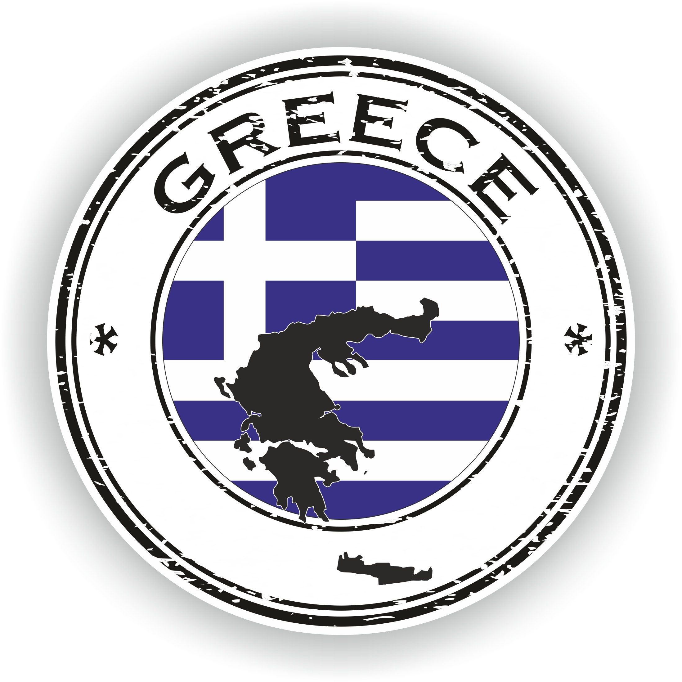 Greece Seal Sticker Round Flag for Laptop Book Fridge Guitar Motorcycle ...