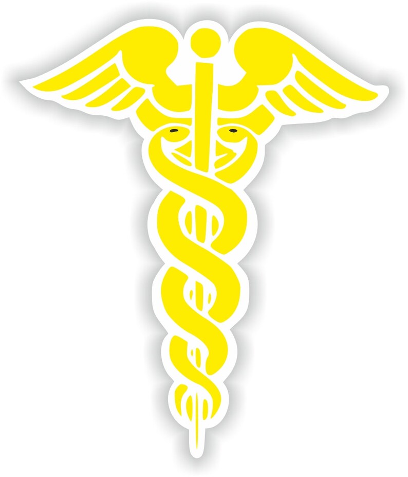 Caduceus Yellow Medical Pharmacy Doctor Symbol Sticker for Bumper Car ...