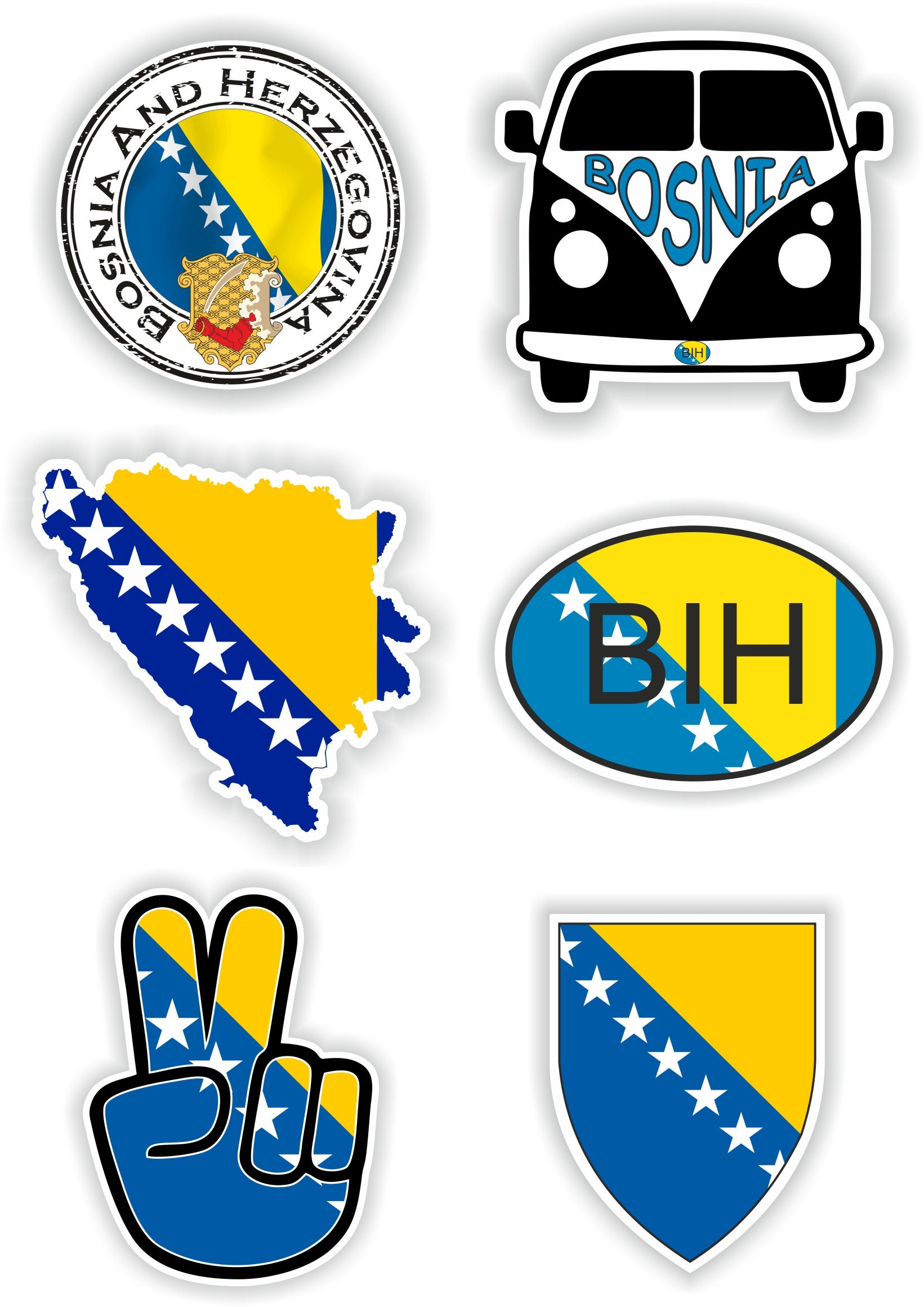 Bosnia Set of Stickers for Laptop Book Water Bottle Fridge Guitar ...