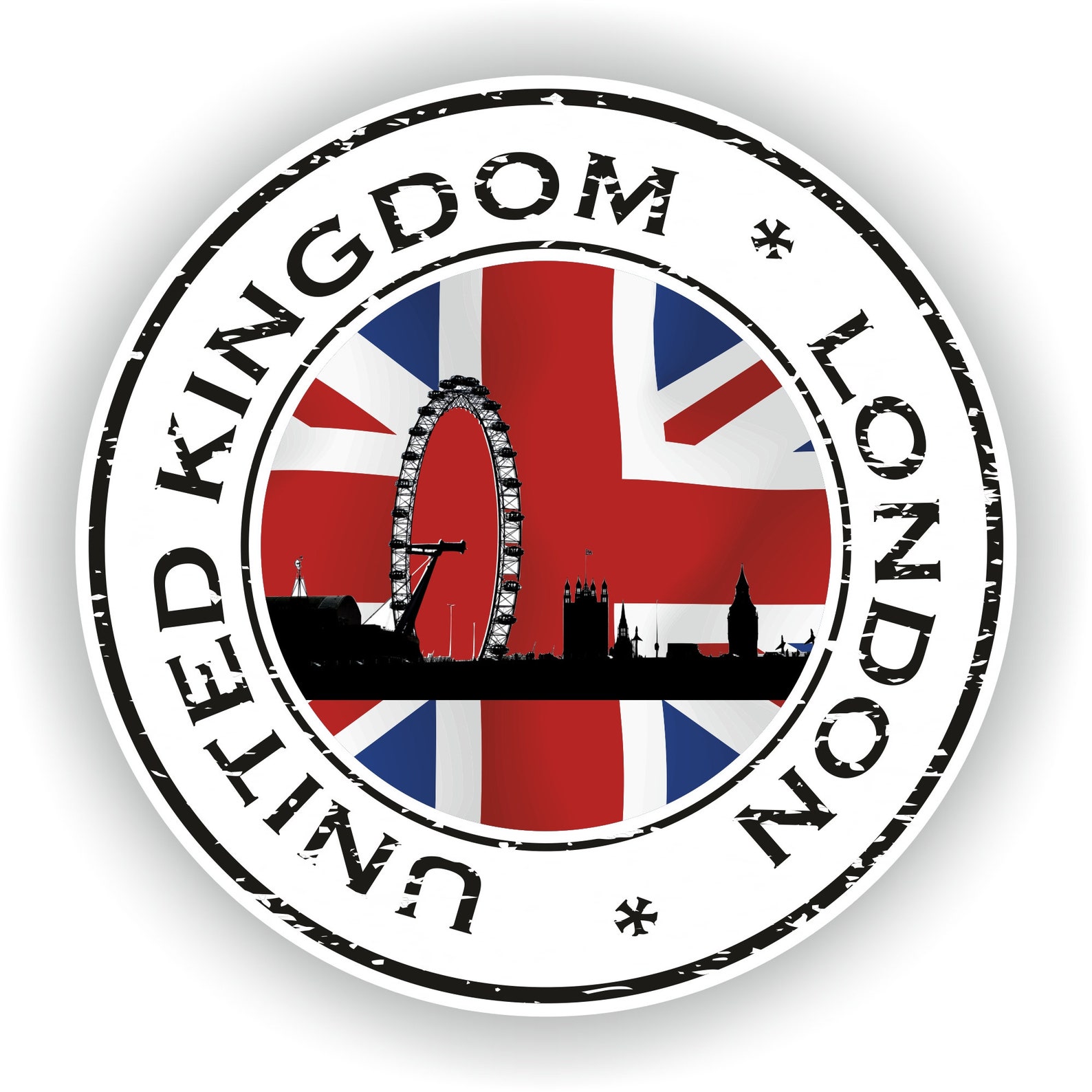 UK London United Kingdom Seal Sticker Round Flag for Laptop - Etsy