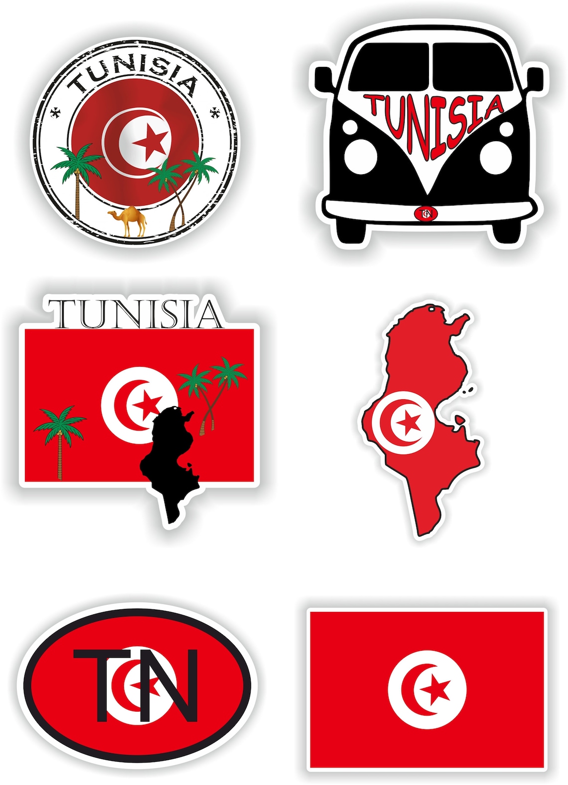 Tunisia Set of Stickers for Laptop Book Water Bottle Fridge Guitar ...