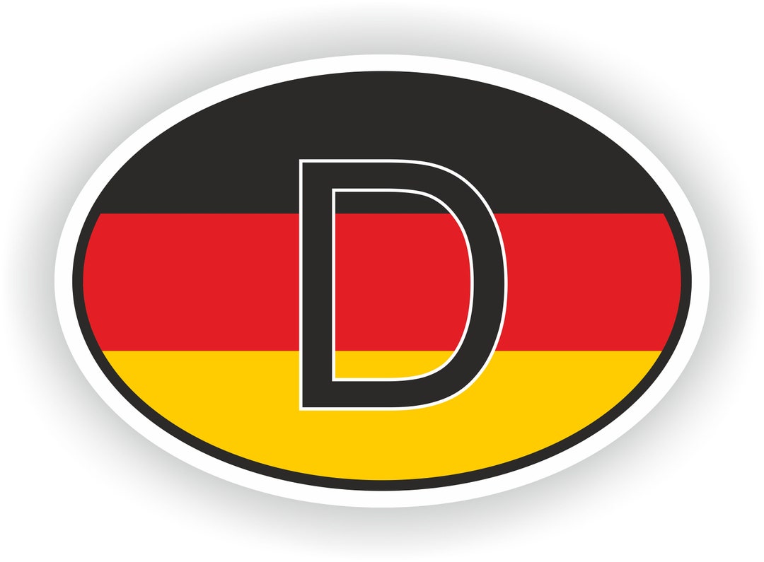 Germany Country Code Oval Sticker With Flag for Bumper Laptop Book ...