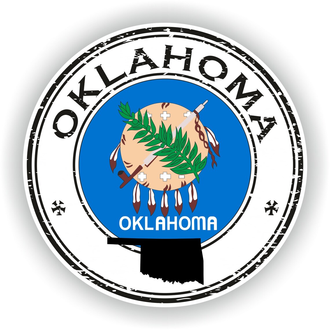 Oklahoma Seal Sticker Round Flag for Laptop Book Fridge Guitar ...