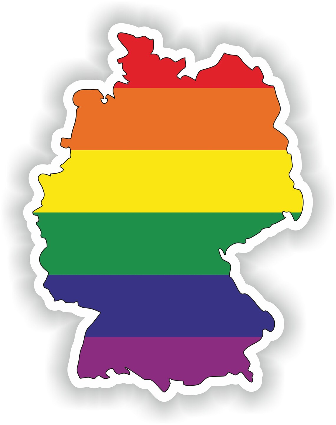 Germany Gay Rainbow Map Flag Sticker for Laptop Book Fridge Guitar ...