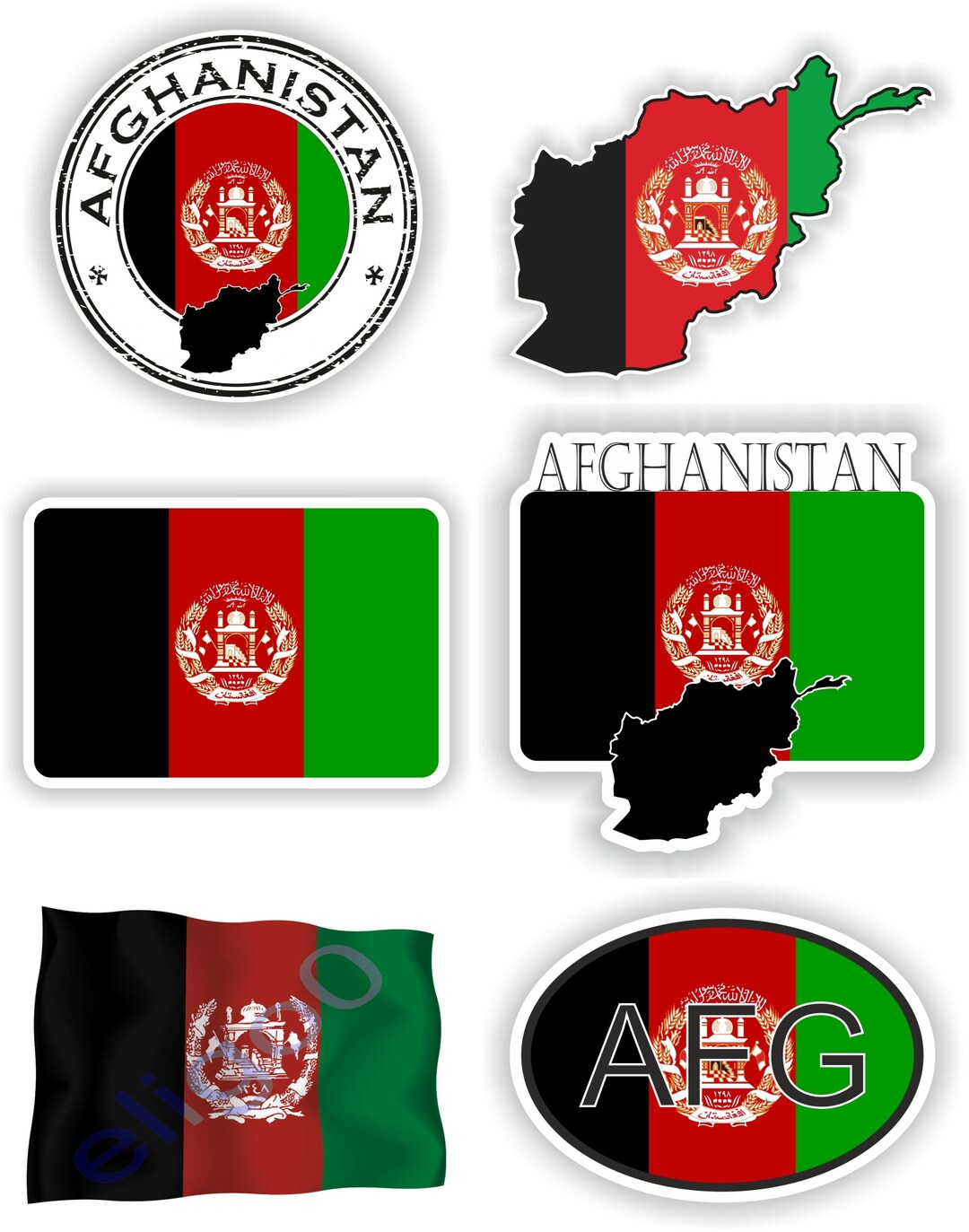 Afghanistan Set of Stickers for Laptop Book Water Bottle Fridge Guitar ...