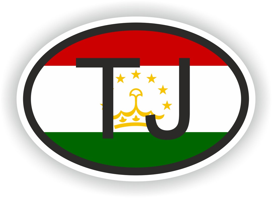 TAJIKISTAN Country Code Oval Sticker With Flag for Bumper Laptop Book ...