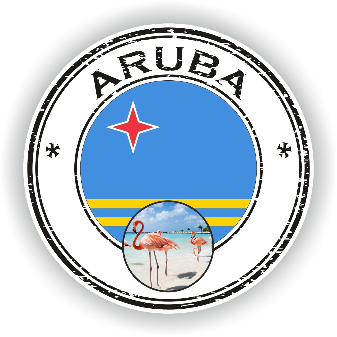 Aruba Seal Sticker Round Flag for Laptop Book Fridge Guitar Motorcycle ...