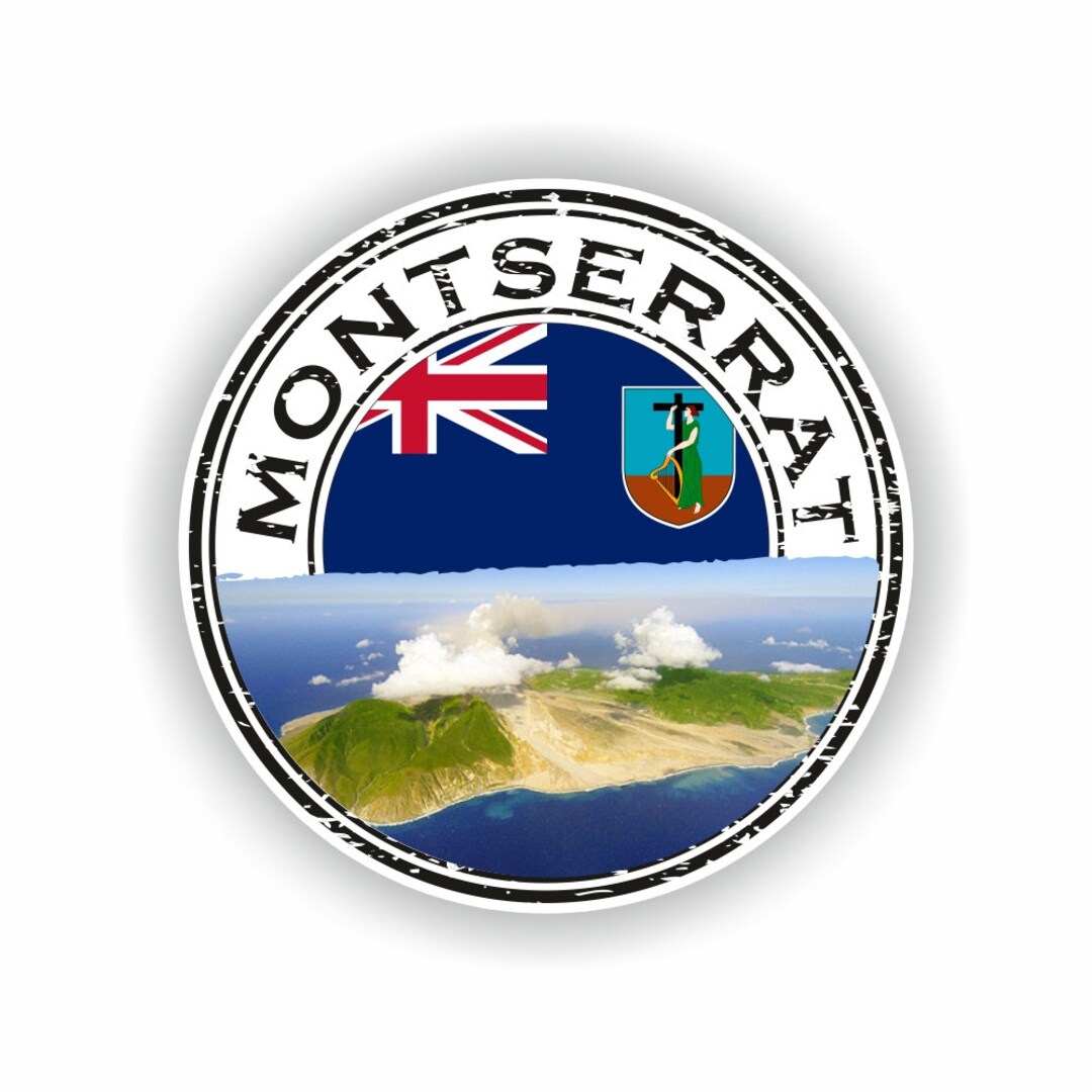 Montserrat the Caribbean Island Seal Sticker Round Flag for Laptop Book ...