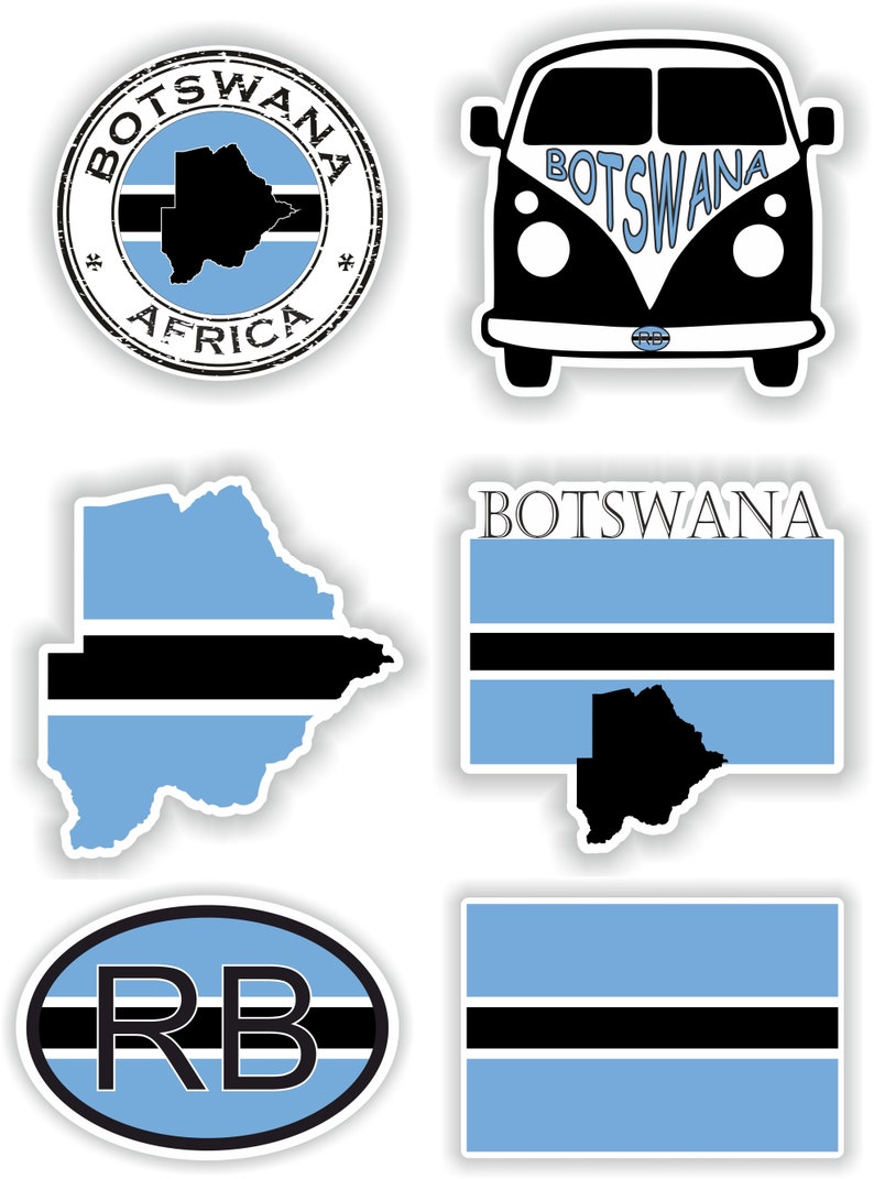 Botswana Set of Stickers for Laptop Book Water Bottle Fridge Guitar ...