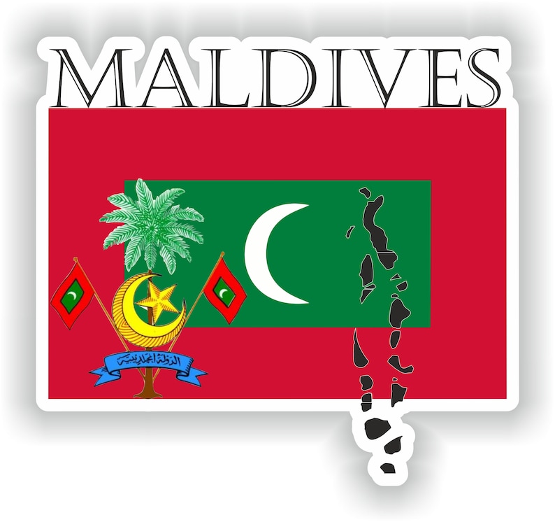 Maldives Sticker Flag MF for Laptop Book Fridge Guitar Motorcycle ...