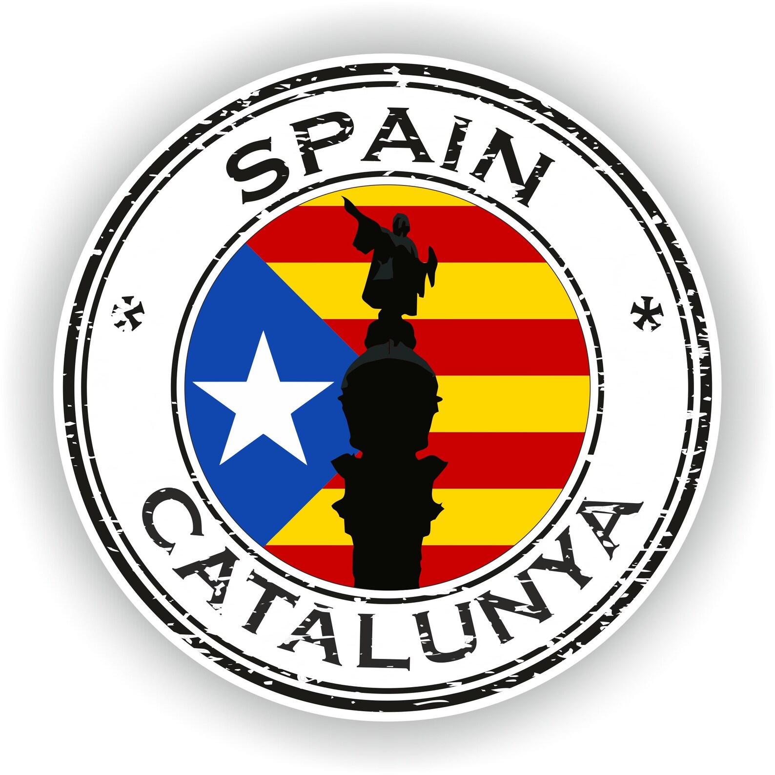 Spain Catalunya Seal Sticker Round Flag for Laptop Book Fridge Guitar ...