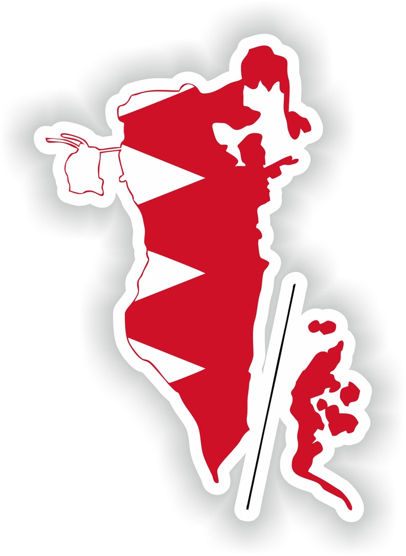 Bahrain Map Flag Silhouette Sticker For Laptop Book Fridge Guitar