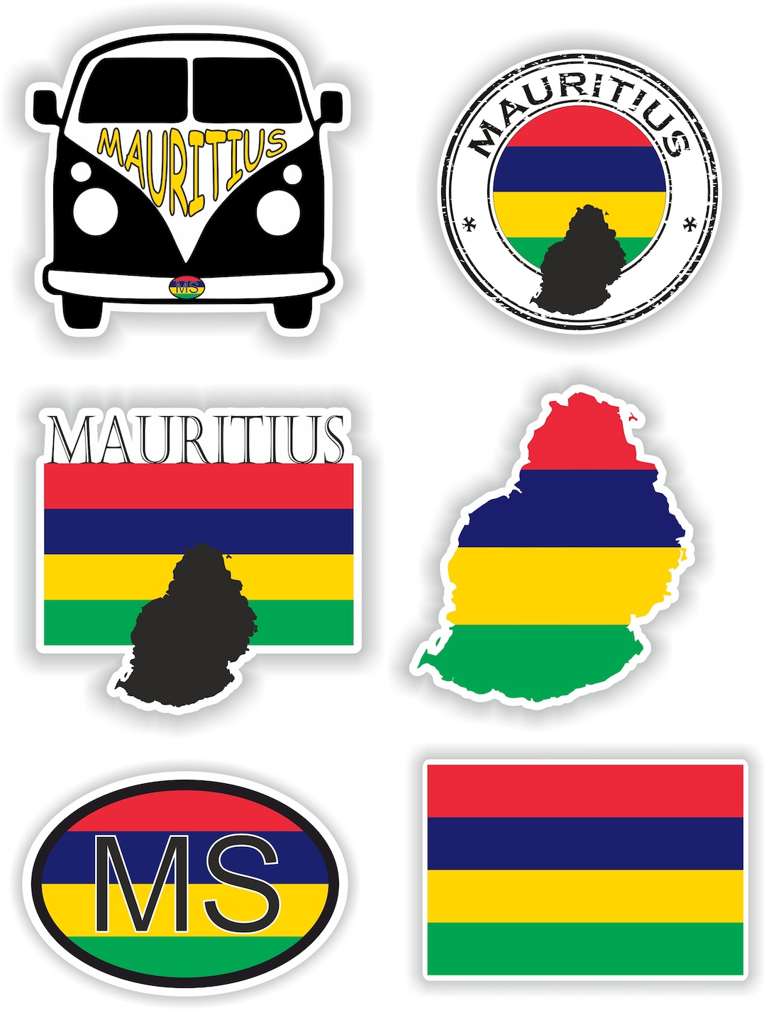Mauritius Set of Stickers for Laptop Book Water Bottle Fridge Guitar ...