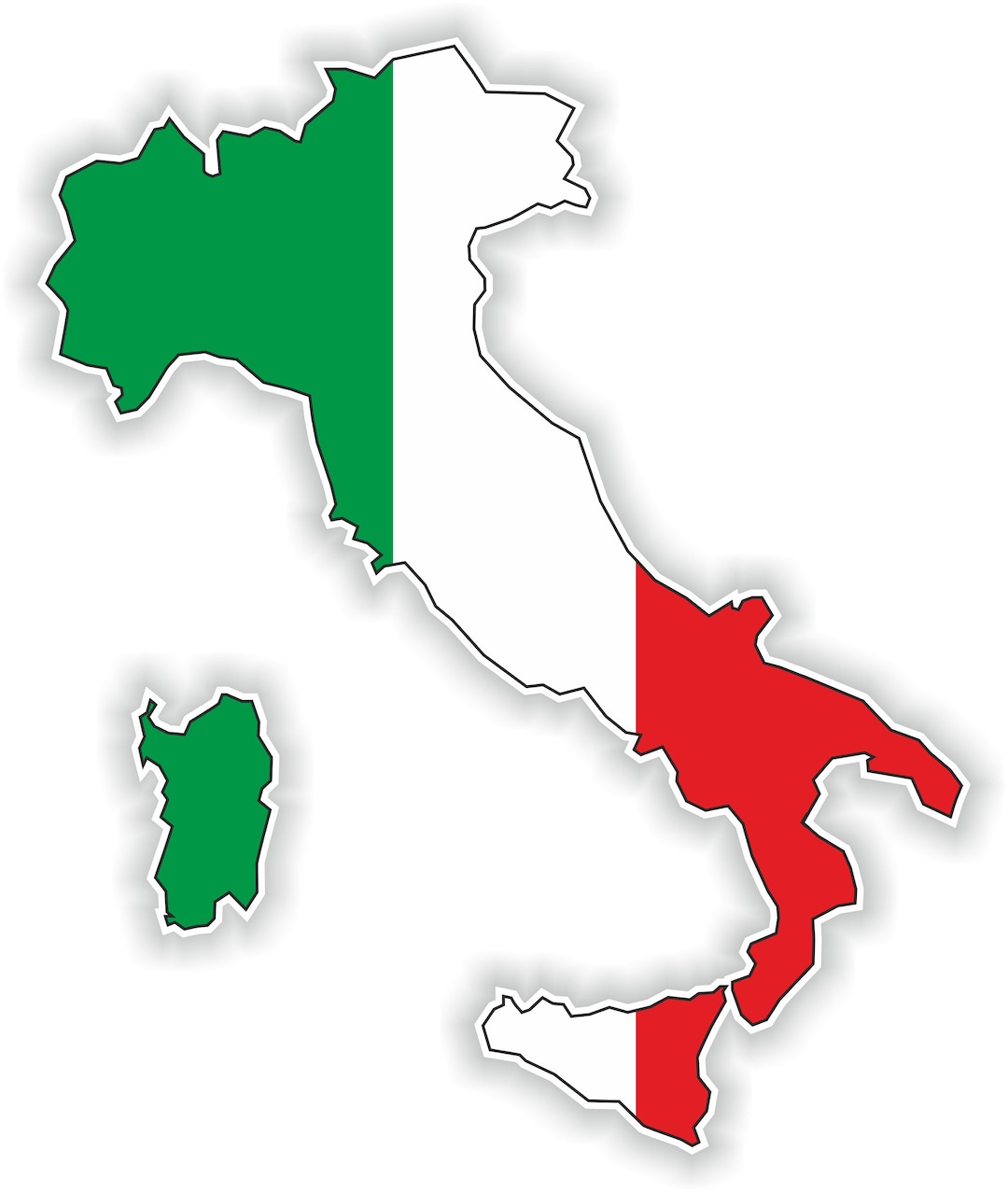 Italy Map Flag Silhouette Sticker for Laptop Book Fridge Guitar ...
