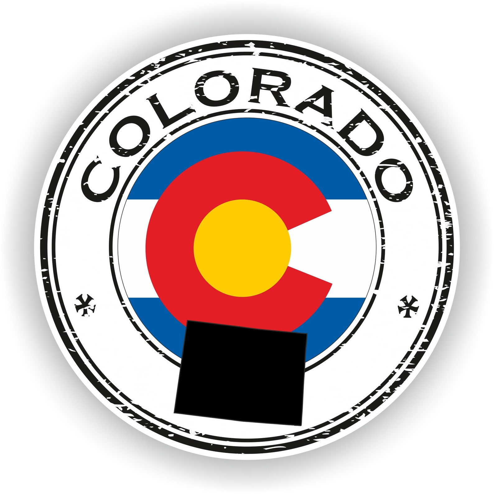 Colorado Seal Sticker Round Flag for Laptop Book Fridge Guitar ...