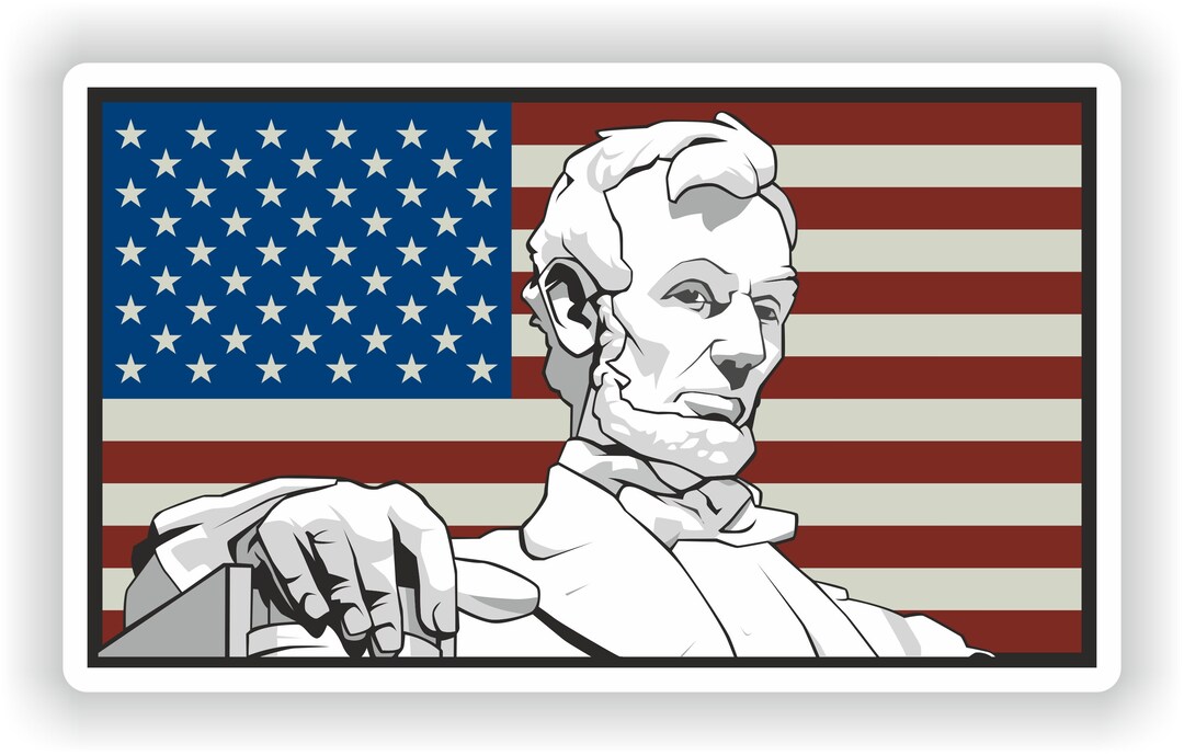 USA Abraham Lincoln Flag Sticker for Bumper Car Van Truck Motorcycle ...