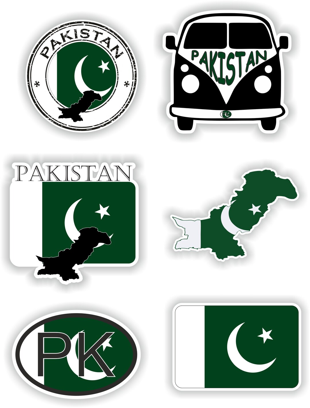 Pakistan Set of Stickers for Laptop Book Water Bottle Fridge Guitar ...