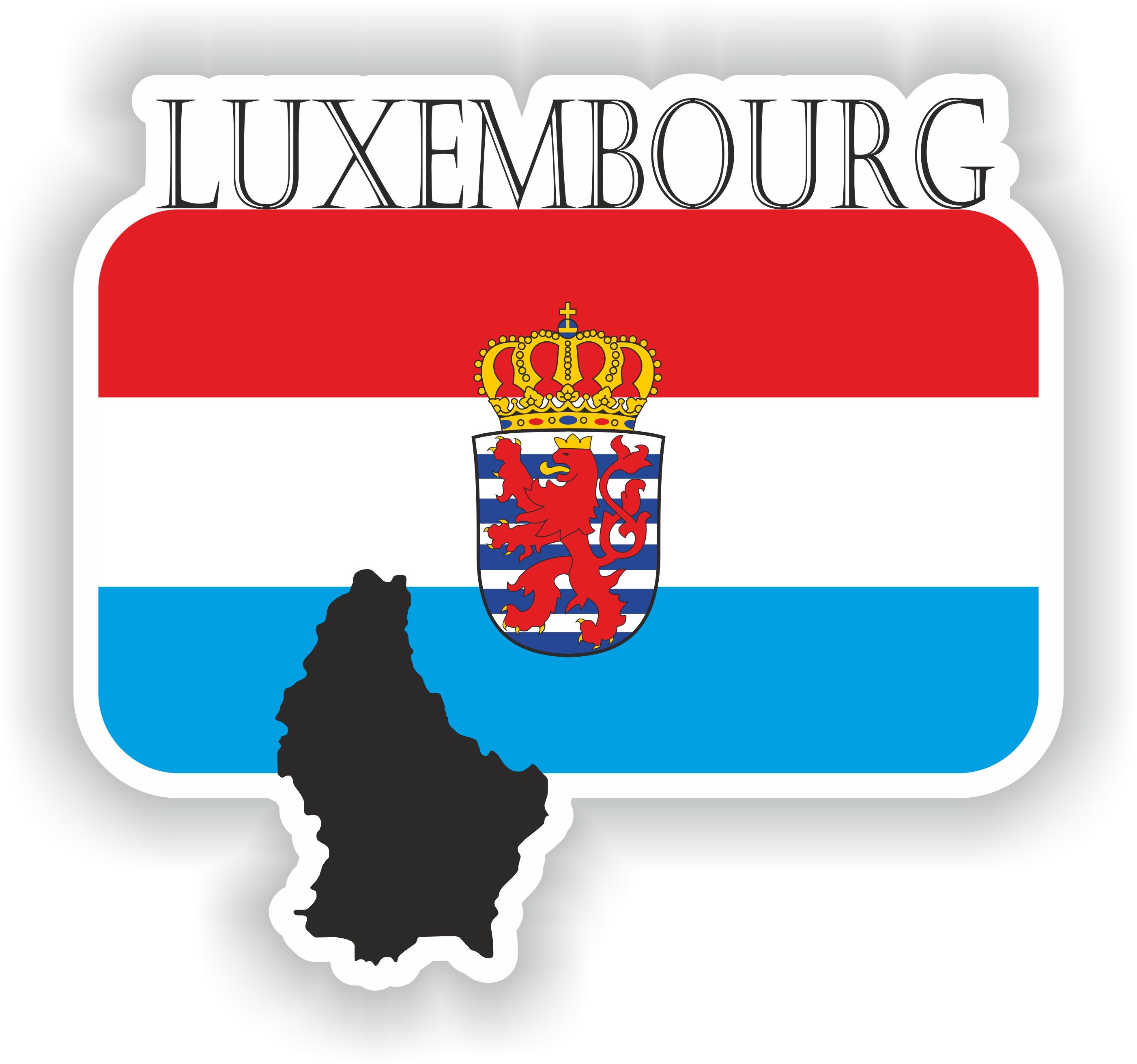 Luxembourg Sticker Flag MF for Laptop Book Fridge Guitar Motorcycle ...