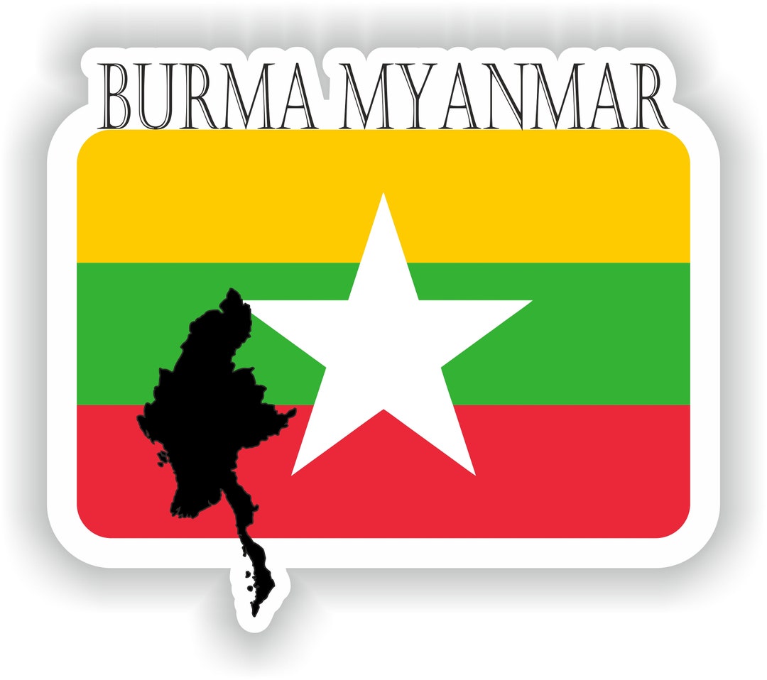 Burma Myanmar Sticker Flag MF for Laptop Book Fridge Guitar Motorcycle ...