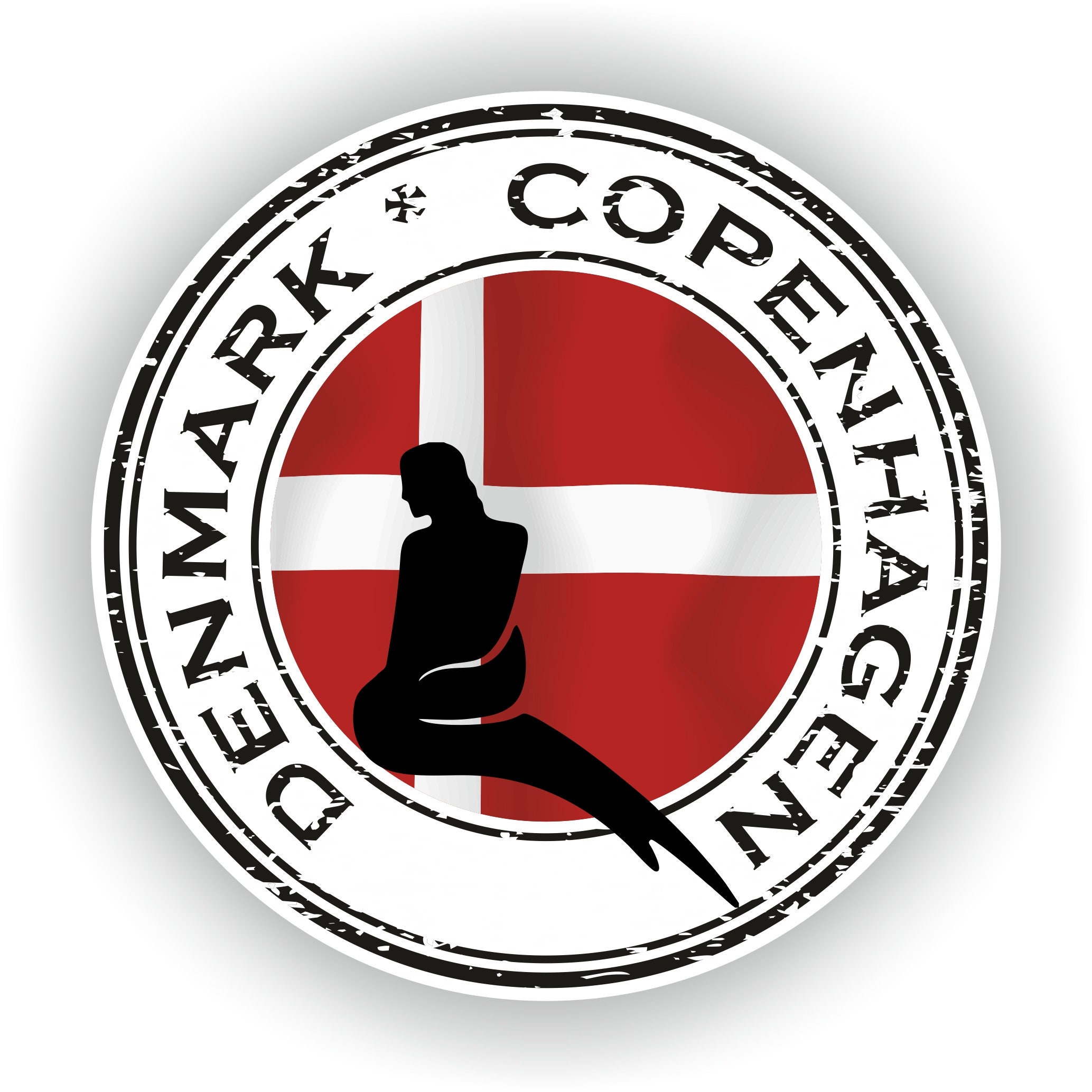 Denmark Copenhagen Seal Sticker Round Flag for Laptop Book Fridge ...