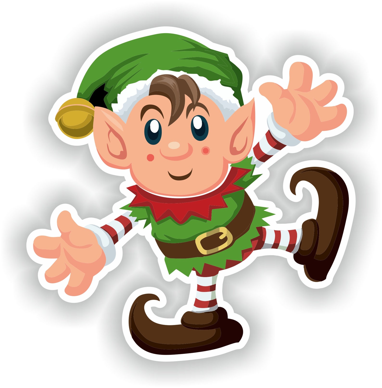 Elf Christmas Sticker for Bumper Car Laptop Book Fridge Guitar ...