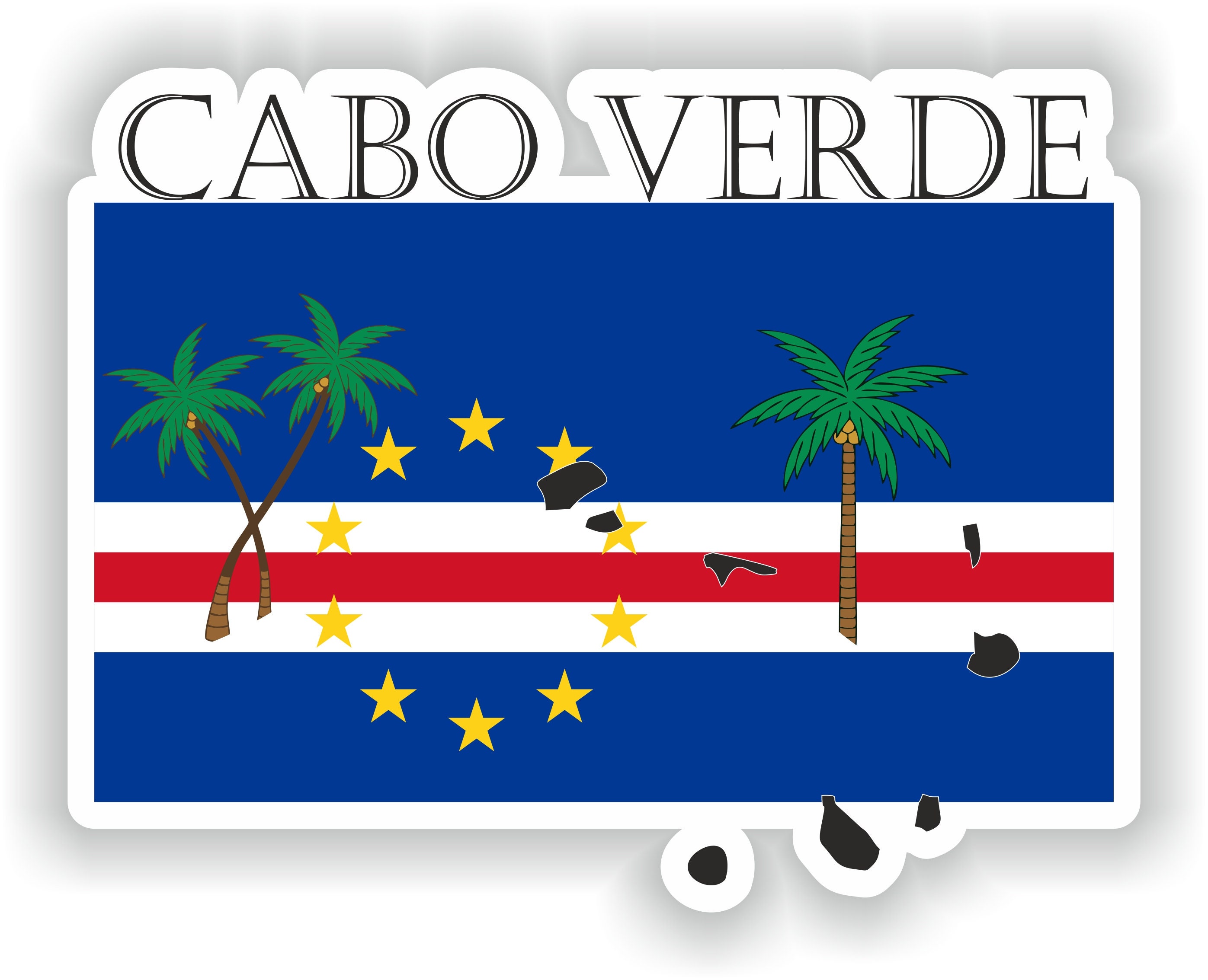 Cabo Verde Sticker Flag MF for Laptop Book Fridge Guitar Motorcycle ...