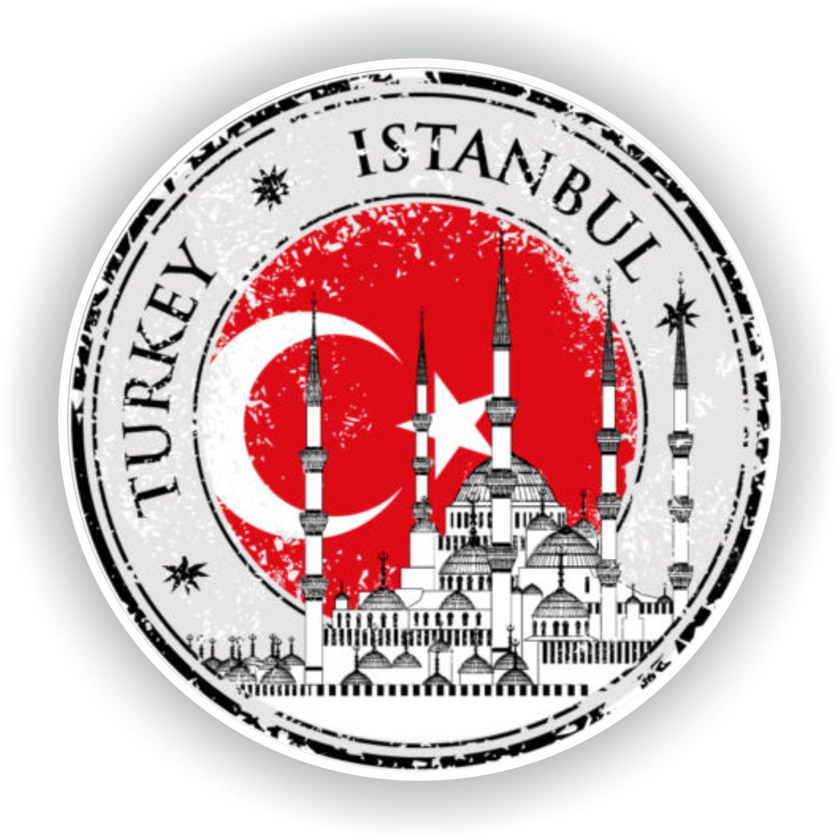 Turkey Istanbul Seal Sticker Round Flag for Laptop Book Fridge Guitar ...