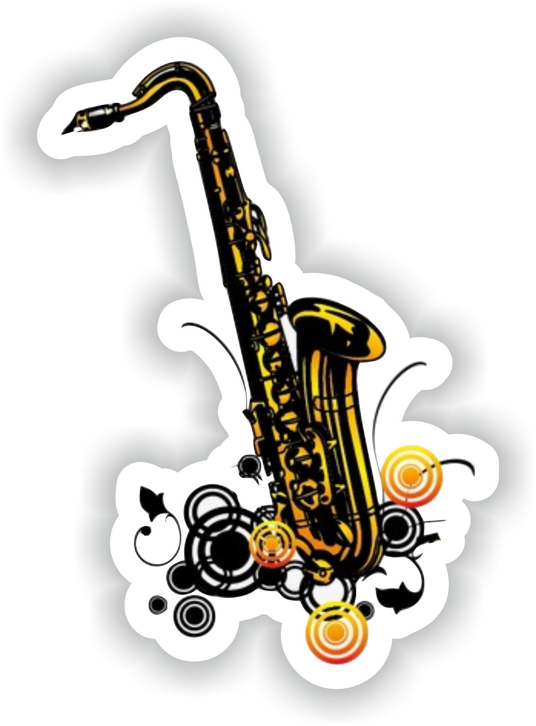 Saxophone Jazz Sticker for Bumper Car Van Truck Laptop Tablet ...