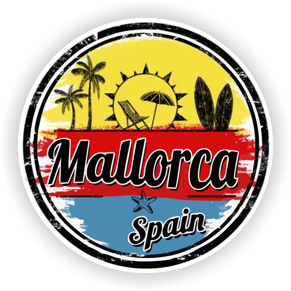 Mallorca Stamp Sticker Round for Laptop Book Fridge Guitar - Etsy