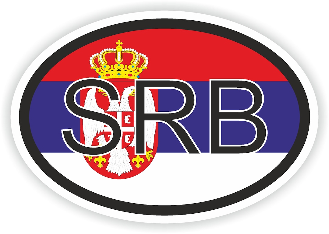 Serbia SRB Country Code Oval Sticker With Flag for Bumper Laptop Book ...