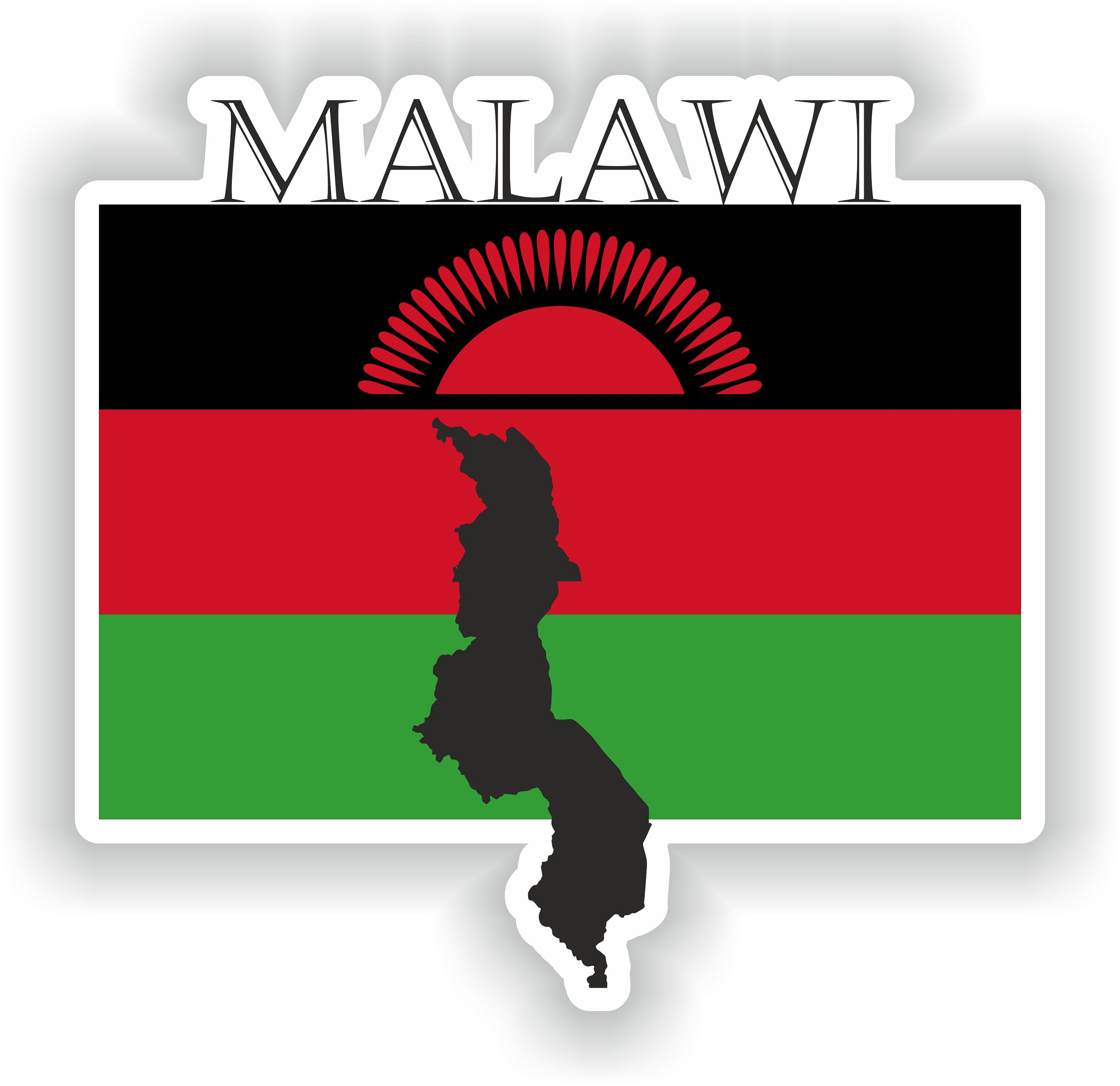 Malawi Sticker Flag MF for Laptop Book Fridge Guitar Motorcycle Helmet ...