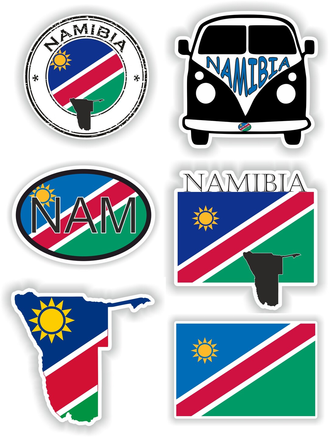 Namibia Set Of Stickers For Laptop Book Water Bottle Fridge Guitar