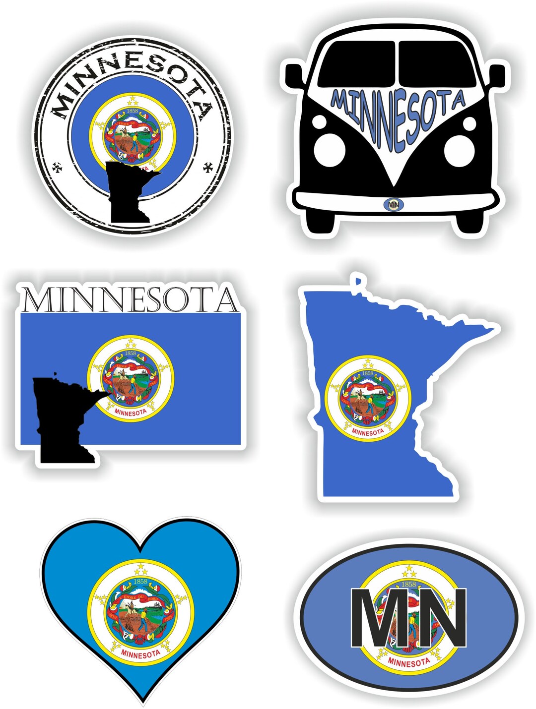 Minnesota Set of Stickers for Laptop Book Water Bottle Fridge Guitar ...